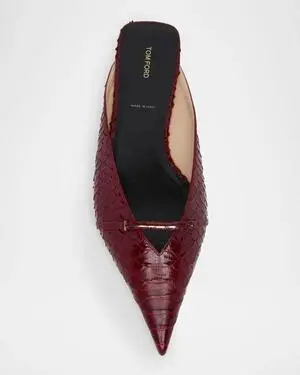 TOM FORD Croc-effect Leather Flat Mules