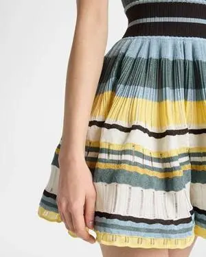 Alaïa Sleeveless Striped Crinoline Knit Mini Dress