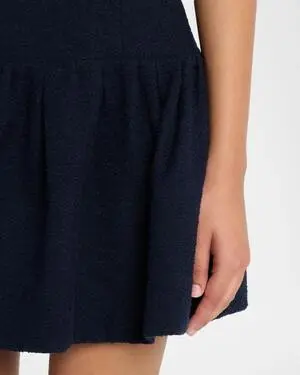 Oscar De La Renta Sleeveless Tweed Mini Bubble Dress - Navy