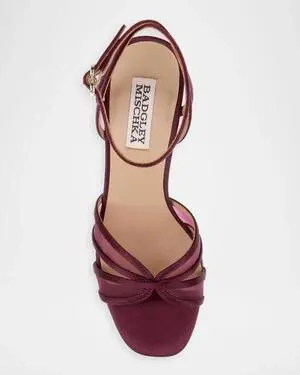 Badgley Mischka Yohana 100mm Satin &amp; Mesh Sandals - Cherry Sat