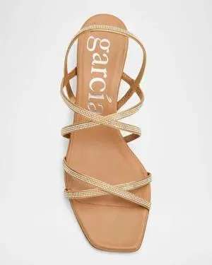PEDRO GARCIA 45mm Aday Embellished Satin Slingback Sandals