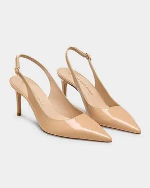 STUART WEITZMAN 75mm Power Patent Leather Slingback Pumps