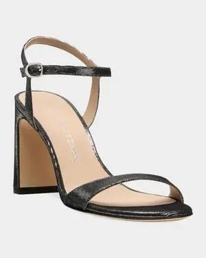 STUART WEITZMAN 85mm Babette Leather Noir Ankle-strap Sandals