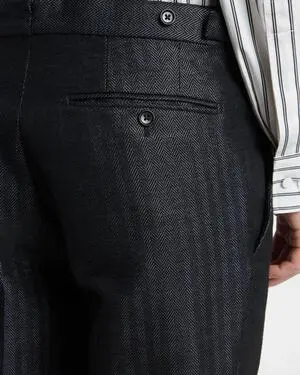 TOM FORD Apos;s Herringbone Flat-front Trousers - Black
