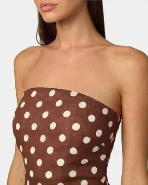 JOE & APOS;S JEANS The Mariel Polka Dot Strapless Top - Chocolate/