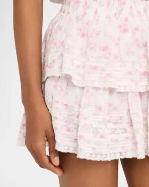LoveShackFancy Floral Ruffle Mini Skirt