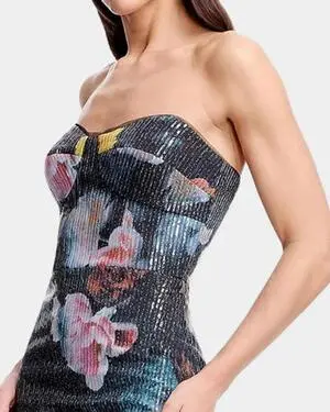 Dress The Population Vada Floral Sequined Strapless Maxi Gown