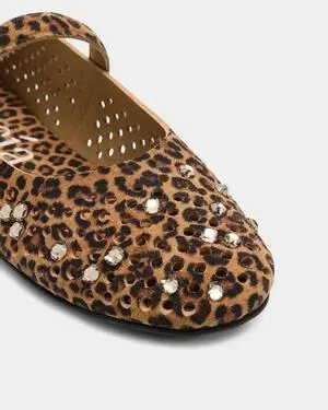 PEDRO GARCIA Anica Leopard Print Suede Mary Janes - Camel Mini