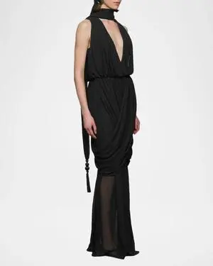 ET OCHS Arabella Plunging Draped Column Gown