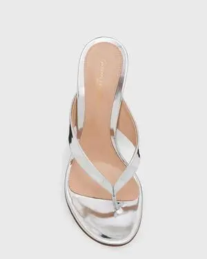 GIANVITO ROSSI 70mm Metallic Leather Thong Sandals - Silver