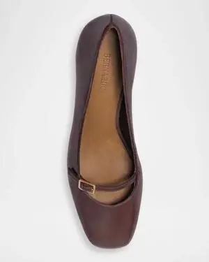 Bernardo 50mm Amelie Leather Mary Jane Pumps Dark Choco