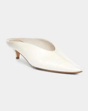 Bottega Veneta 40mm Vesta Nappa Leather Mule Pumps - Alabaster