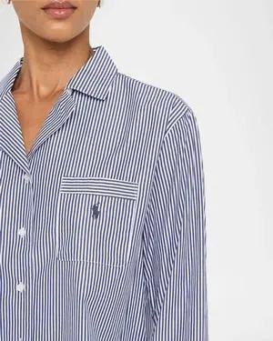 Polo Ralph Lauren Long-sleeve Striped Cotton Poplin Pajama Set
