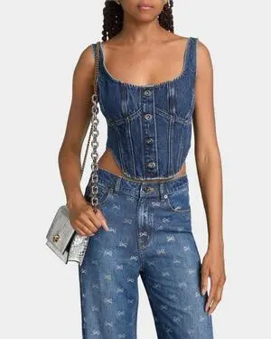 SELF-PORTRAIT Denim Corset Top