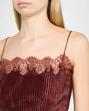FFORME Lumie Lace-trim Plisse Midi Slip Dress - Deepborde