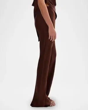 LAMARQUE Emile Straight-leg Satin Pants - Brown