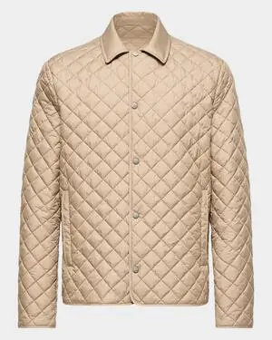 Moncler Apos;s Avrelie Diamond Quilted Padded Shirt Jacket - Sand