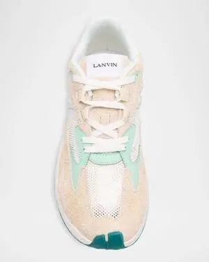 LANVIN Apos;s Jla Mesh And Leather Runner Sneakers - White Transparent