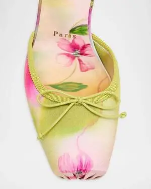 CHRISTIAN LOUBOUTIN 100mm Cassia Lace-up Printed Satin Ballet Pumps