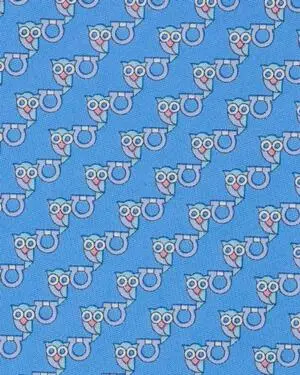 FERRAGAMO Owl Gancio Silk Tie - F.azzurro