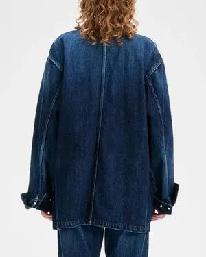 VOWELS Apos;s Oversized Denim Chore Jacket - Bleached