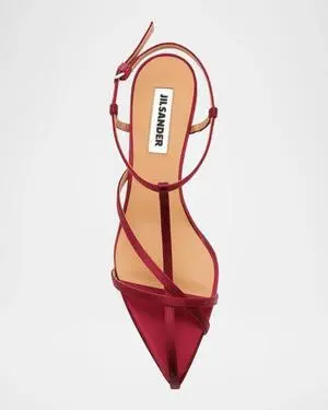 JIL SANDER 30mm Caged Satin Sandals - Cherry