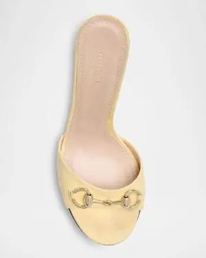 Gucci 85mm Erin Gg Monogram Canvas Mules - Maize