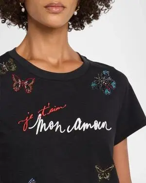 Cinq À Sept Heatset Butterfly Cotton T-shirt