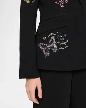 Cinq À Sept Heatset Butterfly Single-breasted Blazer - Black Multi