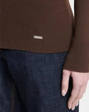 Kiton Wool Rib Crewneck Sweater - Coffee
