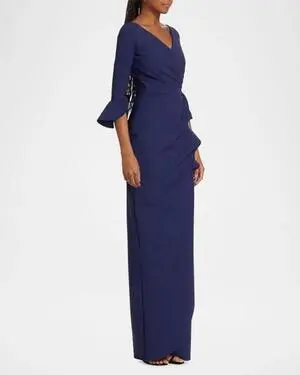 Chiara Boni La Petite Robe Zalfa Ruched Column Gown - Iris