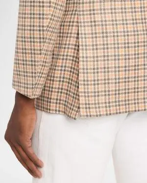 Kiton Apos;s Cashmere And Wool Houndstooth Plaid Sport Coat - Red
