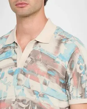 Robert Graham Apos;s Ordale Cotton Knit Abstract Johnny Collar Polo Shirt - Multi