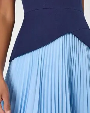 MILLY Haddy Cady & Pleated Chiffon Mini Dress - Navy