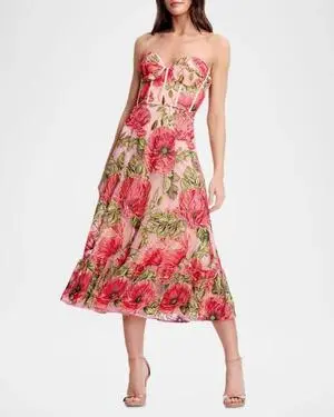 Dress The Population Carina Strapless Bustier Midi Dress