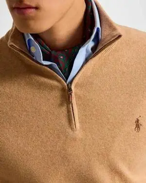 Polo Ralph Lauren Apos;e Cashmere Quarter-zip Sweater - Camel Mela