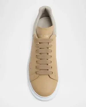 Alexander McQueen Apos;s Oversized Soft Leather Sneakers - Shellbeige