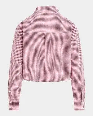 FAVORITE DAUGHTER The Crop Ex-boyfriend Gingham Shirt - Raspberry/