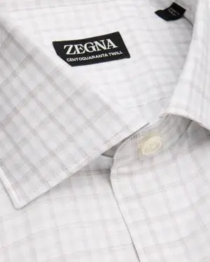 Zegna Apos;s Plaid Cotton-linen Shirt - Silver