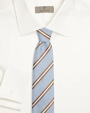Canali Apos;s Striped Silk Tie - Blue