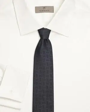 Canali Apos;s Art Deco Silk Tie, Charcoal - Black