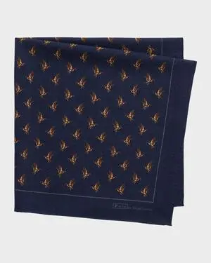 Polo Ralph Lauren Apos;s Duck-print Wool Challis Bandanna - Navy