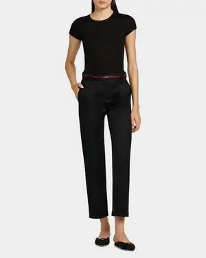 TOM FORD Croc-effect Leather Belt - Ruby Red