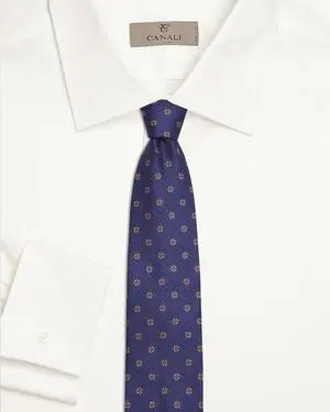 Canali Apos;s Textured Medium Silk Tie - Blue