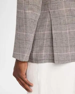 Boglioli Apos;s Glen Plaid Linen Single-breasted Jacket - Grey