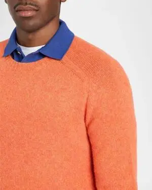 Polo Ralph Lauren Apos;s Suede-patch Wool-cashmere Sweater - Orange