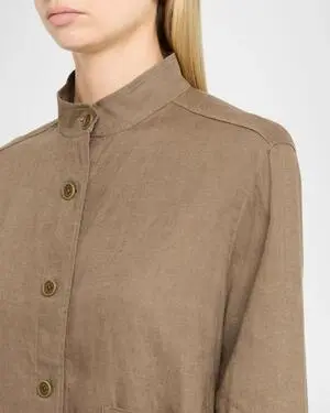Eileen Fisher Button-front Organic Linen Jacket