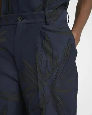 Dries Van Noten Apos;s Penrud Floral Wide-leg Pleated Pants - Navy