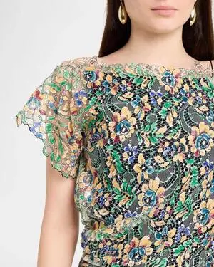 Christopher Esber Draped Hand-painted Lace Dress