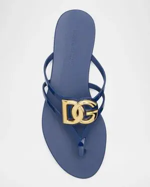 Dolce & Gabbana Dg Jelly Flat Thong Sandals - Blue